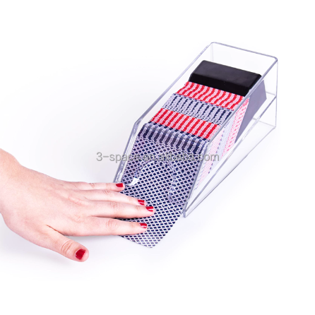 Poker Clear Acrylic 2 Deck Canasta Playing Card Tray Sliding Lid Lucite ...