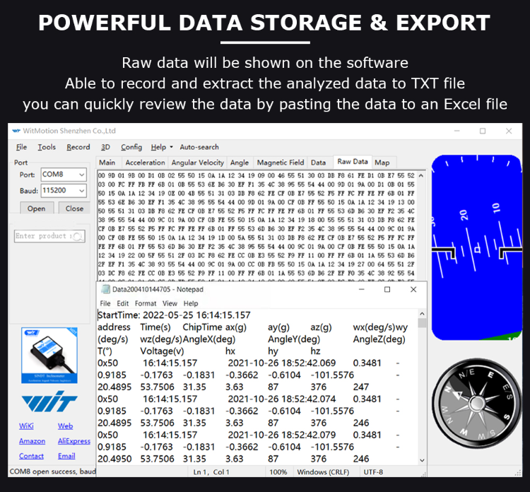 Hwt905-rs232 High-precision Inclinometer 36v Acceleration & Tilt Angle ...