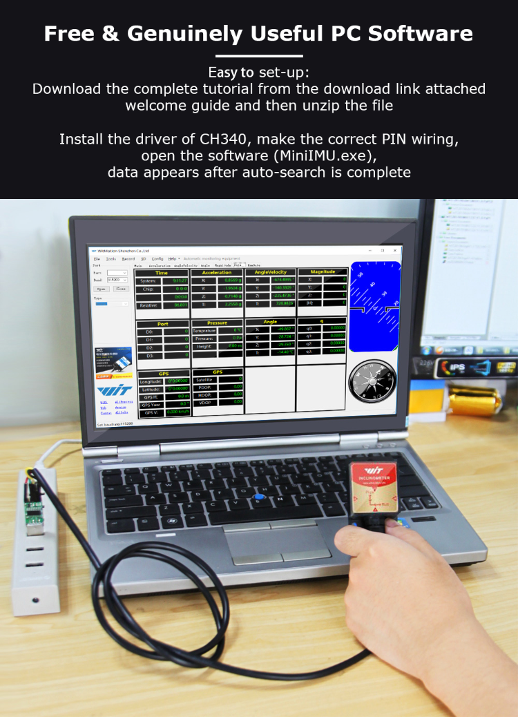 Hwt905-rs232 High-precision Inclinometer 36v Acceleration & Tilt Angle ...