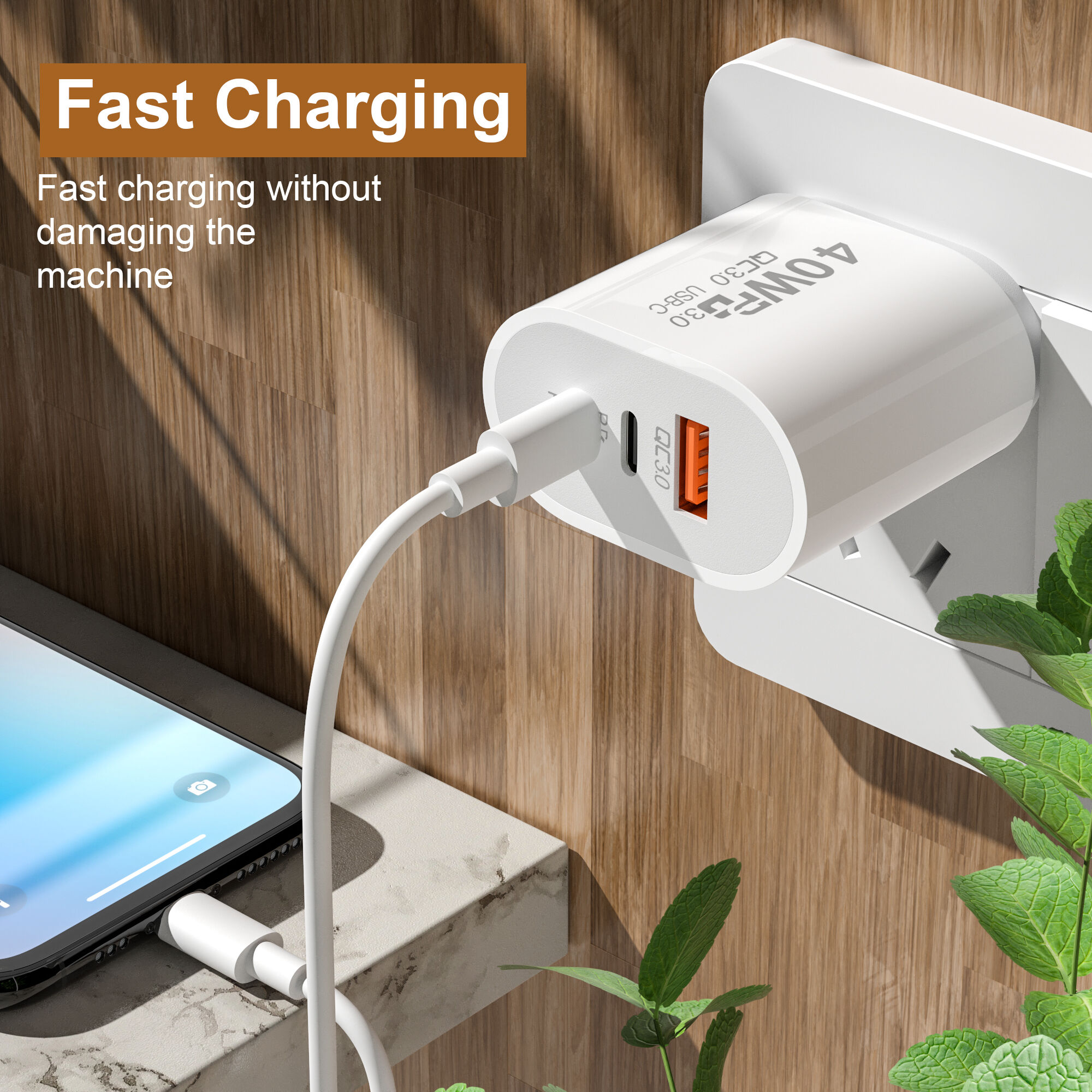 Buy Wholesale China Usb C Charger 40w Fast Charging Charger 3ports Type ...