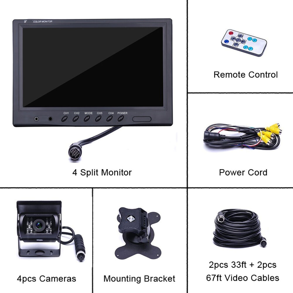 Buy Wholesale China Podofo 9'' Quad Split Monitor Car Rear View Camera ...