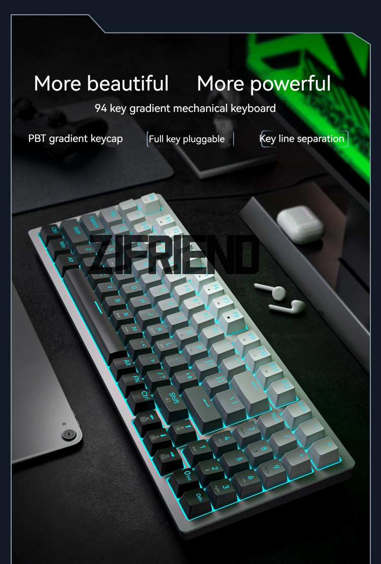 Buy Wholesale China 90% Keyboard 94 Keys Hot Swappable Blue Red Switch ...