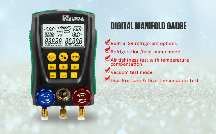 Digital Manifold Kit For Car Air Conditioning Digital Refrigerant Pressure Gauges Pressure&temp ...