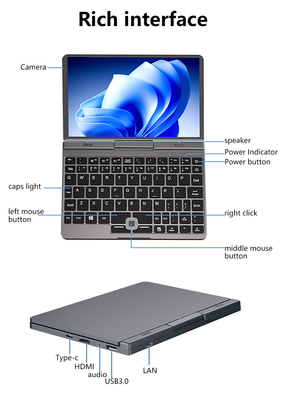 360 Angle Rotating Laptop With High Sensitive Mouse Keyboard Laptop 0 ...