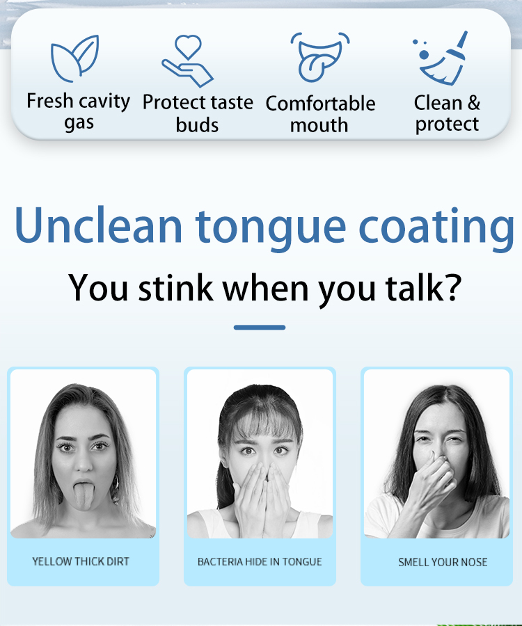 Tongue Coating Cleaning Suit To Remove Bad Breath Care Cleaning Tongue ...