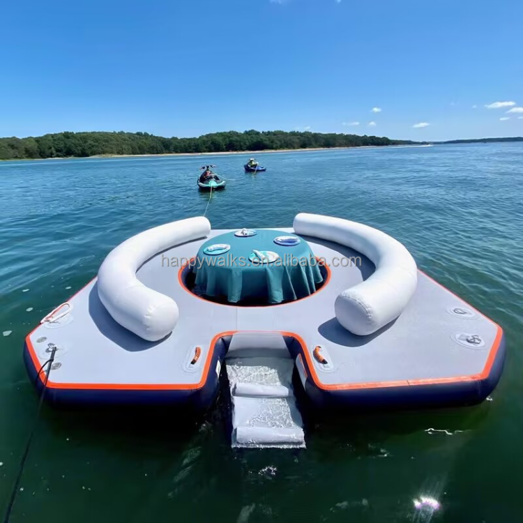 Summer Water Leisure Platform Dock Inflatable Island Floating Lounge ...