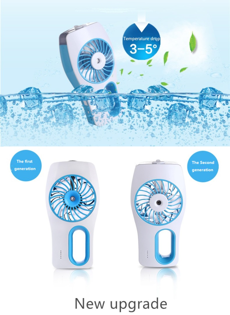 Mini Usb Water Mist Fan Portable Handheld Rechargeable Humidifier Air ...