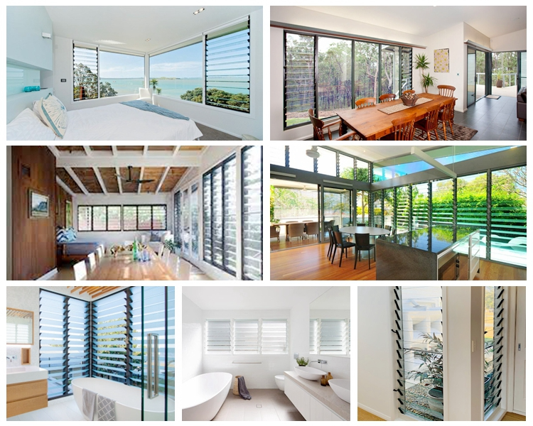 Aluminum Frame And 4mm 5mm 6mm Adjustable Tempered Glass Louvers Window ...