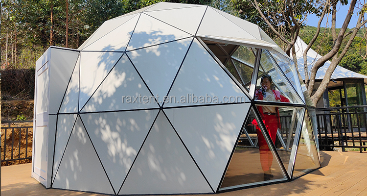 4 Seasons Glass Geodesic Dome Tent For Outdoor Glamping Hotel 6m ...