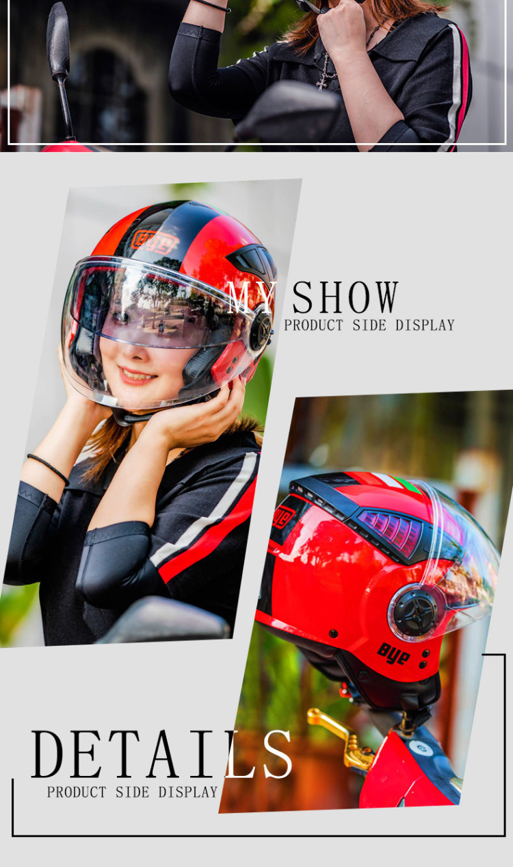 Bye Stylish Dual Lens Motorcycle Open Face Helmets Motorcycles Dot ...