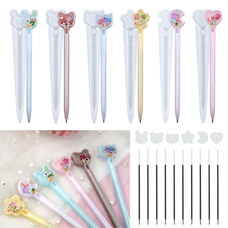 Customize Diy Pen Resin Molds Quicksand Moon Star Bear Animals ...