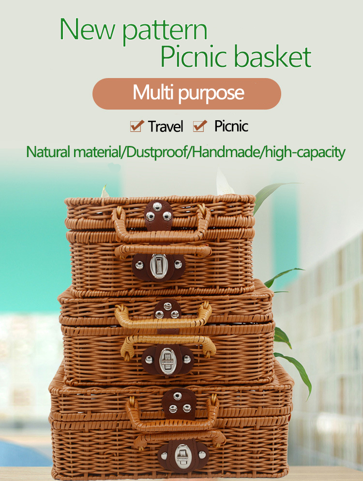 Buy Wholesale China Rattan Plastic Woven Food Picnic Basket With Lining ...