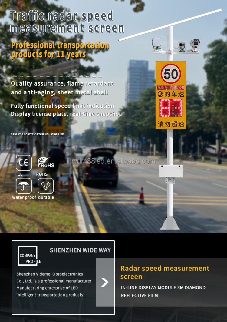 Vehicle Speed Screen Outdoor Vehicle Speed Feedback With Background System Solar Radar Capture ...