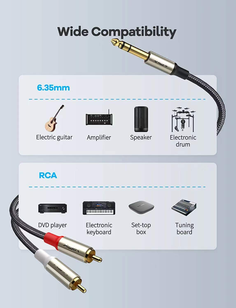 Bulk Buy China Wholesale 6.35mm Quarter Inch Male Trs Jack To 2 Rca ...