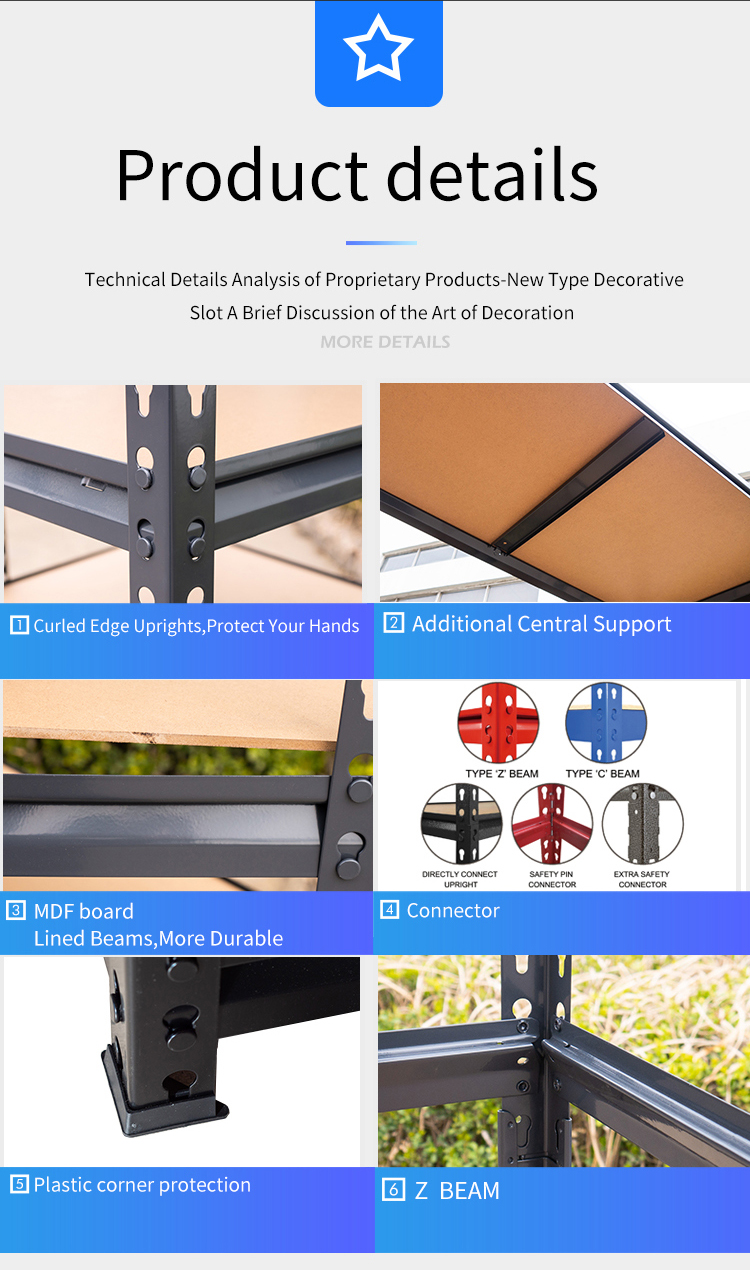 Industrial Garage Adjustable Assembly Boltless Metal Racking Shelves ...