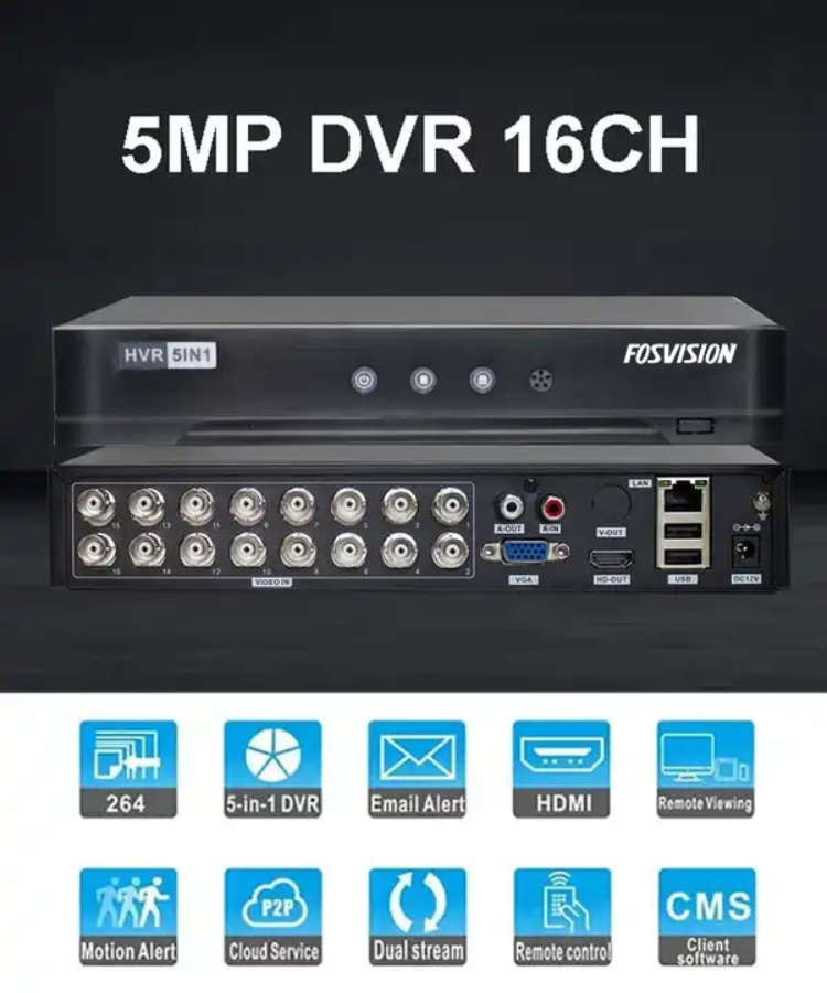Buy Wholesale China Fosvision High Quantity Ahd Tvi Cvi Ip Cvbs 5 In 1 265 5mp Cctv Dvr 16 ...