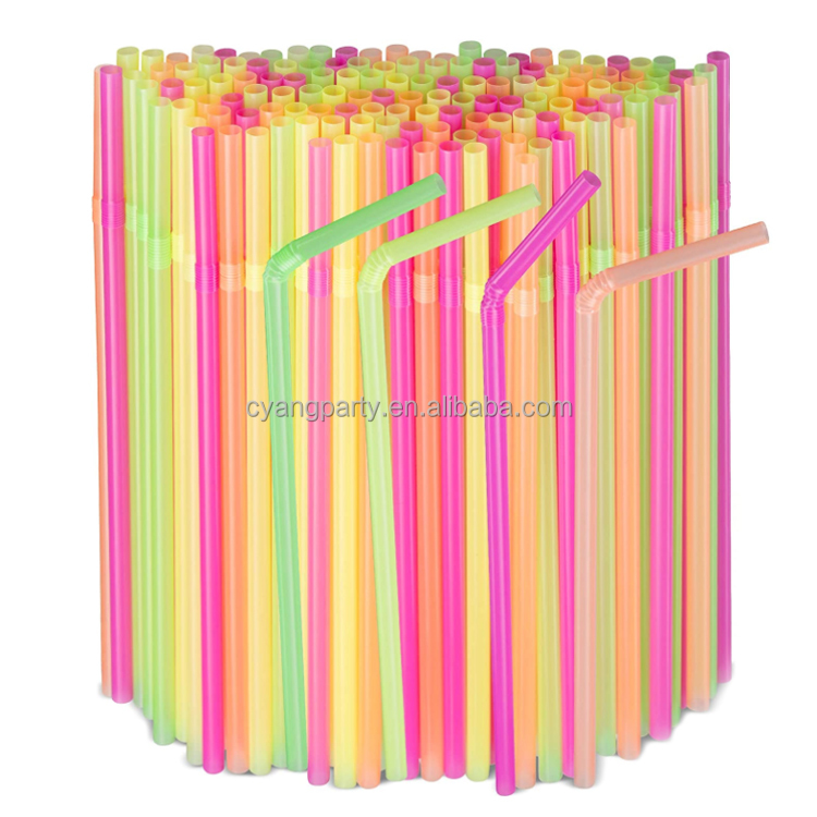 Neon Flexible Disposable Plastic Bending Straws Drinking 6mmpopular $0. ...