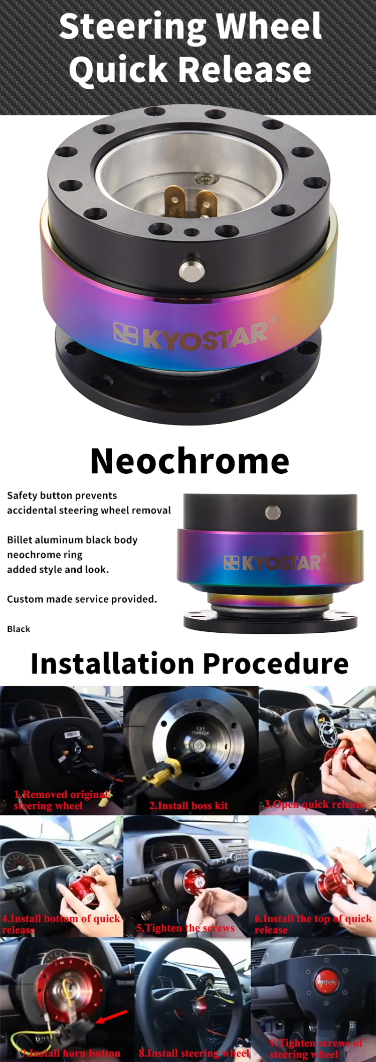 Best Aftermarket Quick Release Steering Wheel, Kyostar Neo Chrome ...