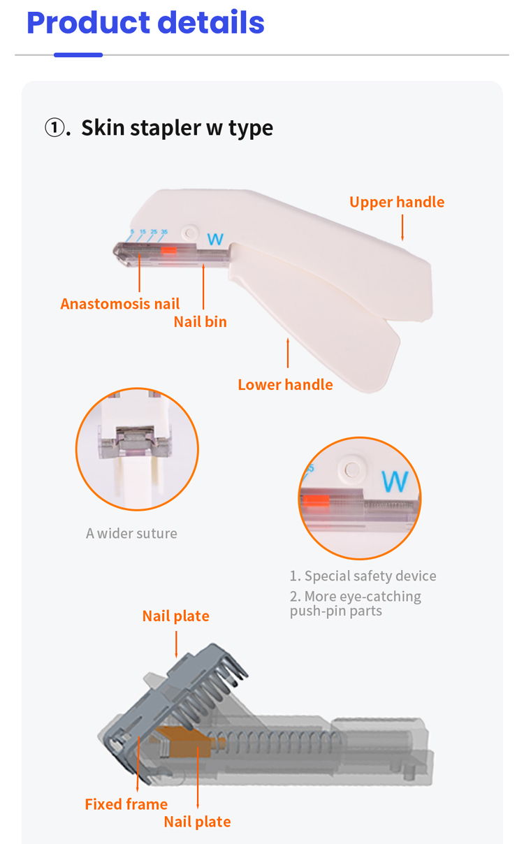 Medical Surgical Wound Closure Medical Disposable Skin Stapler 35w And ...