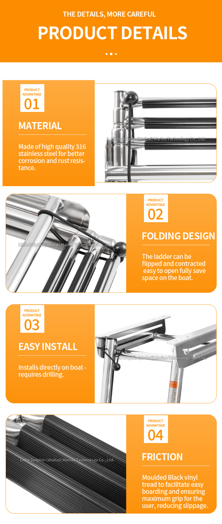 Buy Wholesale China Marine Hardware 3 Steps Swim Pontoon Boat Boarding ...