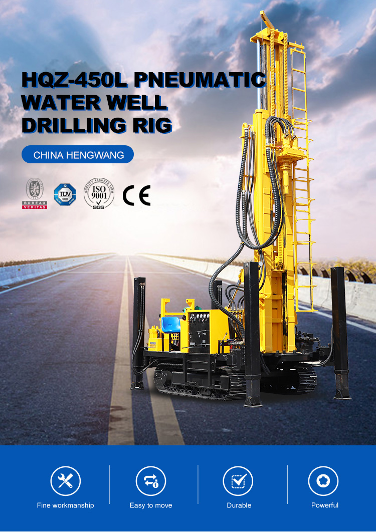 China 500m Crawler Mounted Diesel Engine Driven Borehole Dth Pneumatic Water Drilling Rig ...