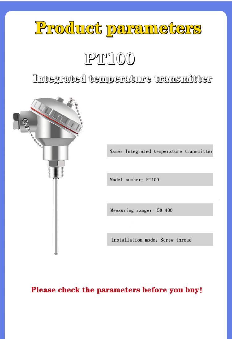 Buy Wholesale China Pt100 Temperature Sensor Integrated Temperature ...