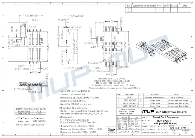 Buy Wholesale China Mup 8 Pin Sim Card Connector Smt Pcb Mount Left Cd Pin Smart Card Reader ...