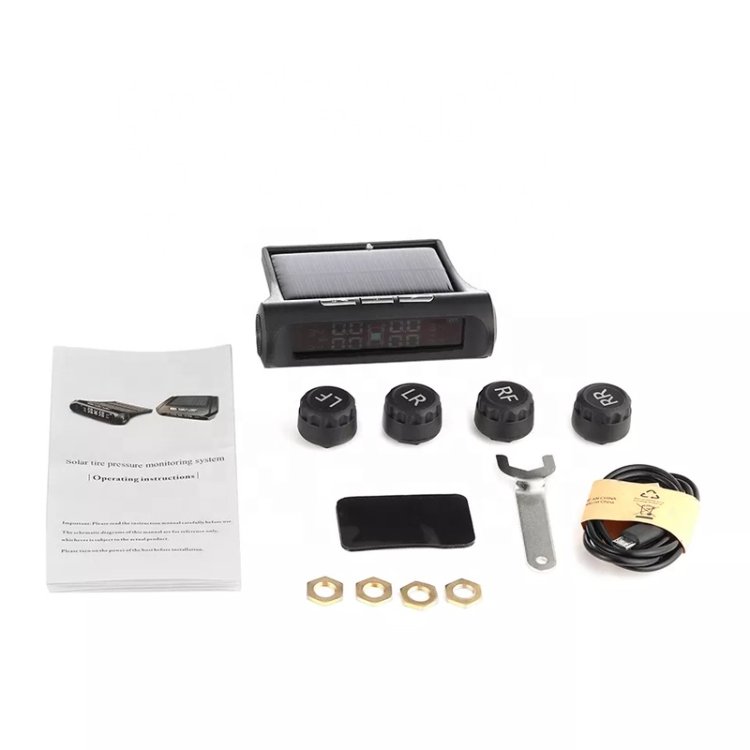 Solar Power Digital Lcd Display Car Tpms Tire Monitoring System Auto Security Alarm External ...