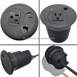 Rotated Rj45 Extension Cord 1ac Outlet Desktop Desk Power Grommet Socket Usb C, Desktop Power ...