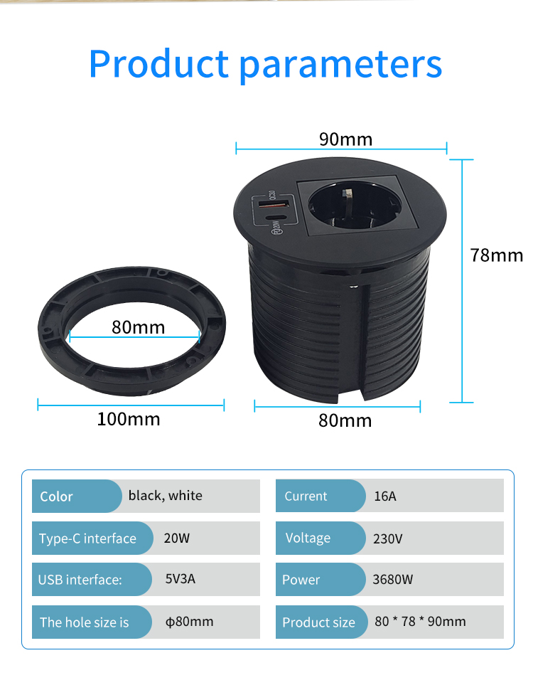 Buy Wholesale China New Hidden Built In Desk Smart Desk Round Grommet ...