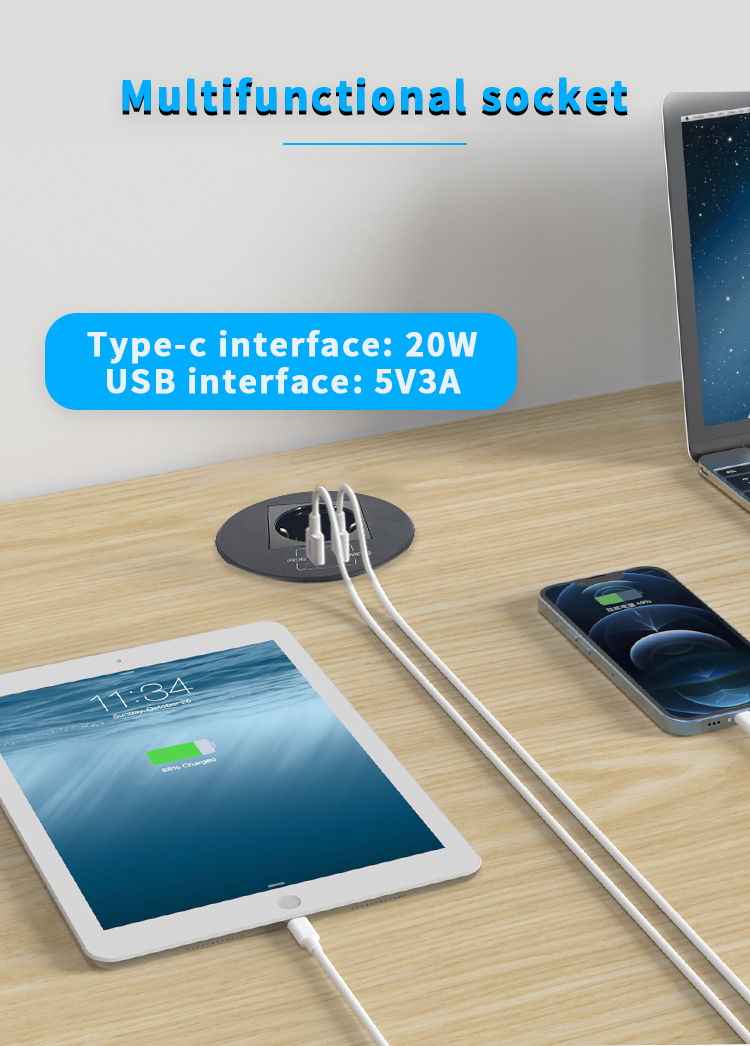 Buy Wholesale China New Hidden Built In Desk Smart Desk Round Grommet ...