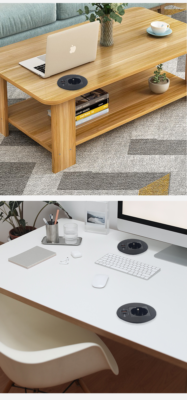 Buy Wholesale China New Hidden Built In Desk Smart Desk Round Grommet ...