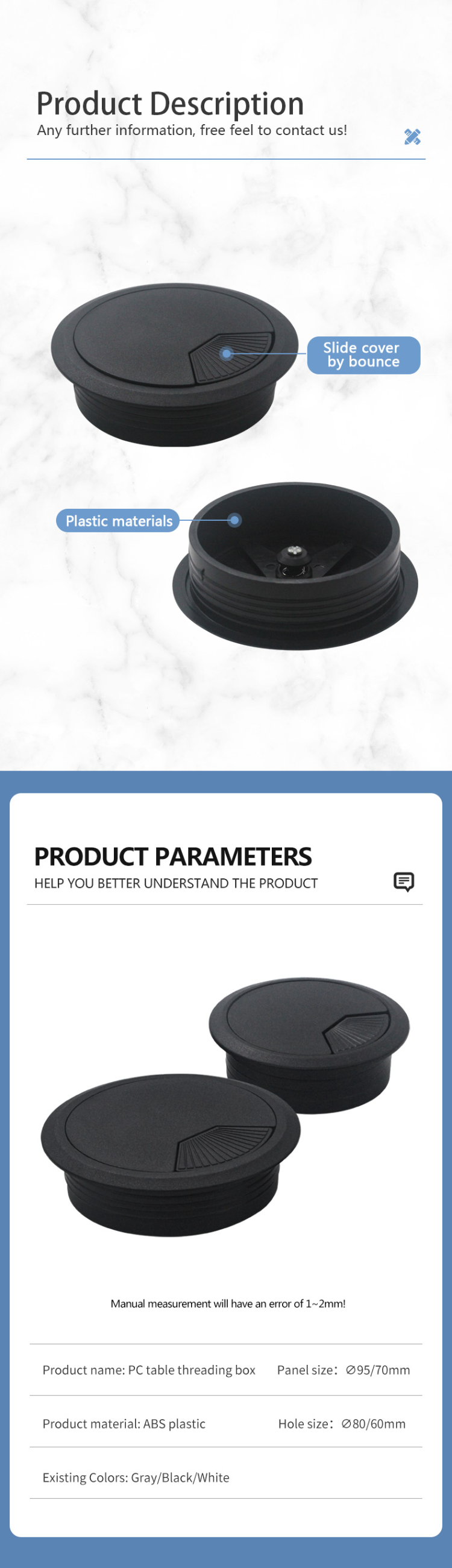 Factory Supply Desktop Desk Computer Wire Grommet Plastic Power Grommet ...