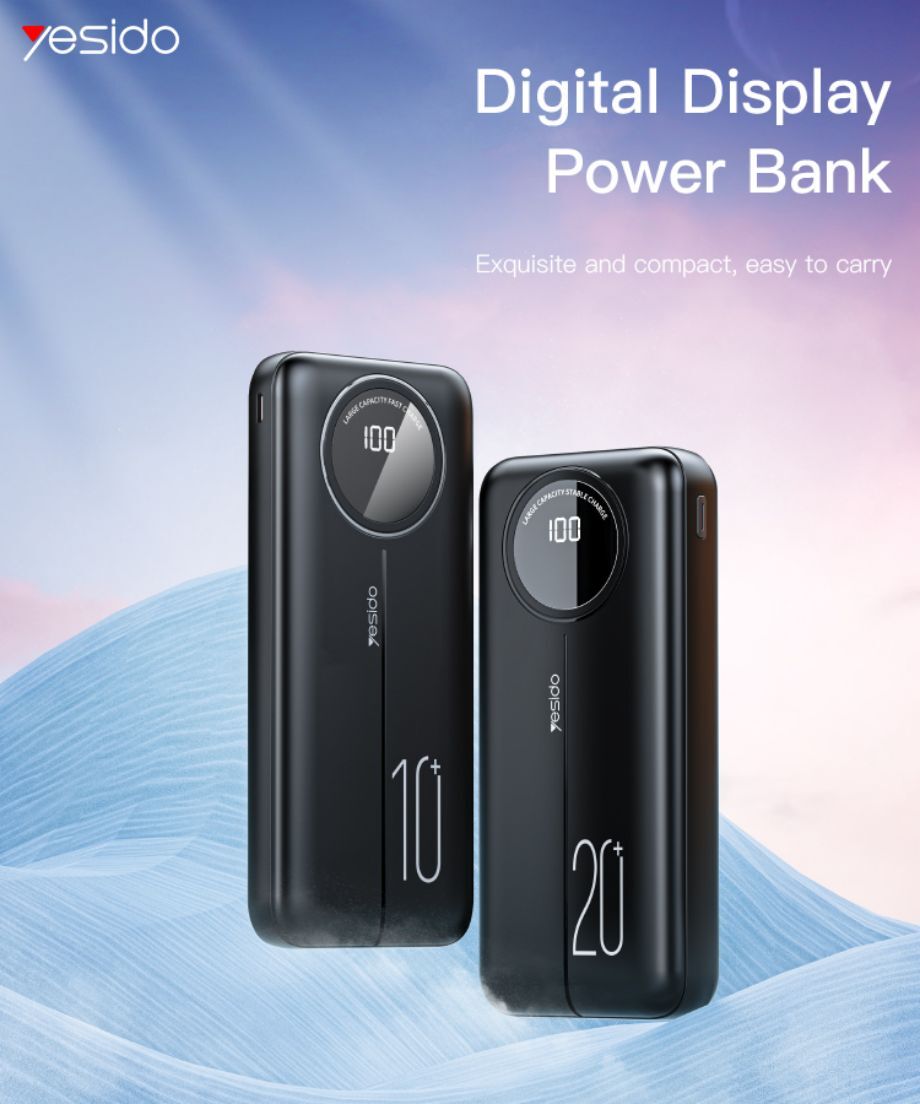 Yesido Led Screen Display Power Bank Portable Charger Fast Charging ...