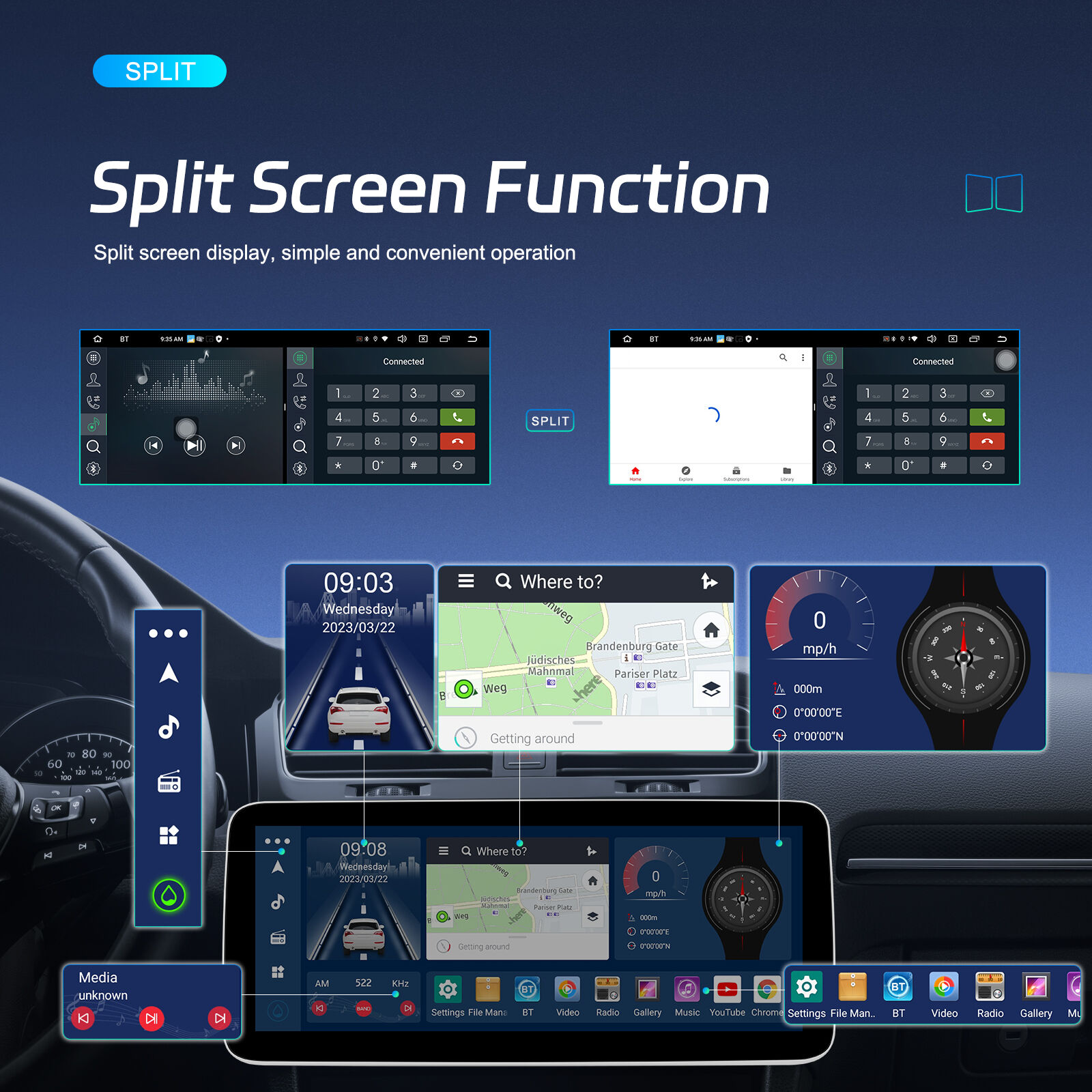 Podofo Android Car Stereo 8 Core 12.3'' 2+32gb Ips Screen Car Radio ...