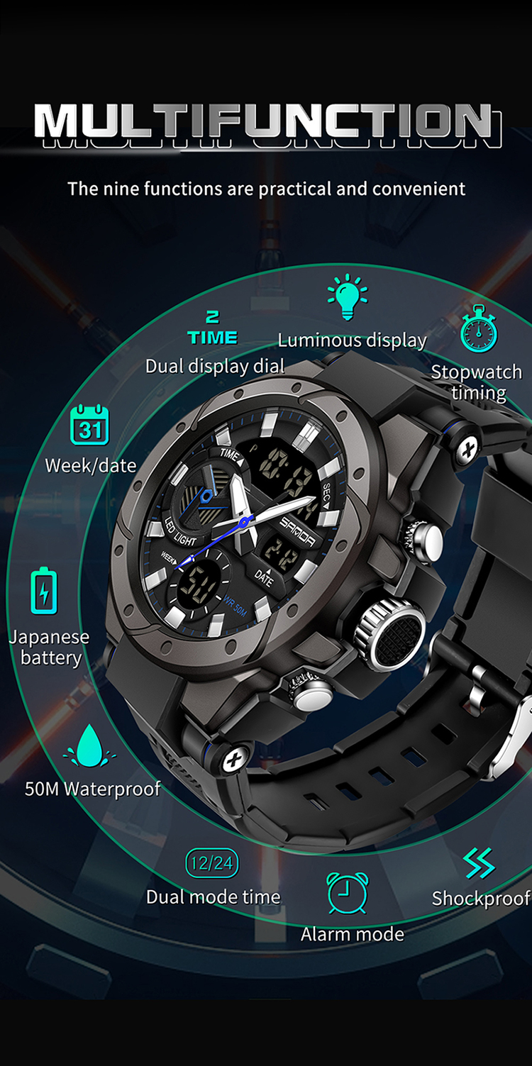 Wholesale New Design Sanda 3313 Electronic Quartz Movement Sports Watch ...