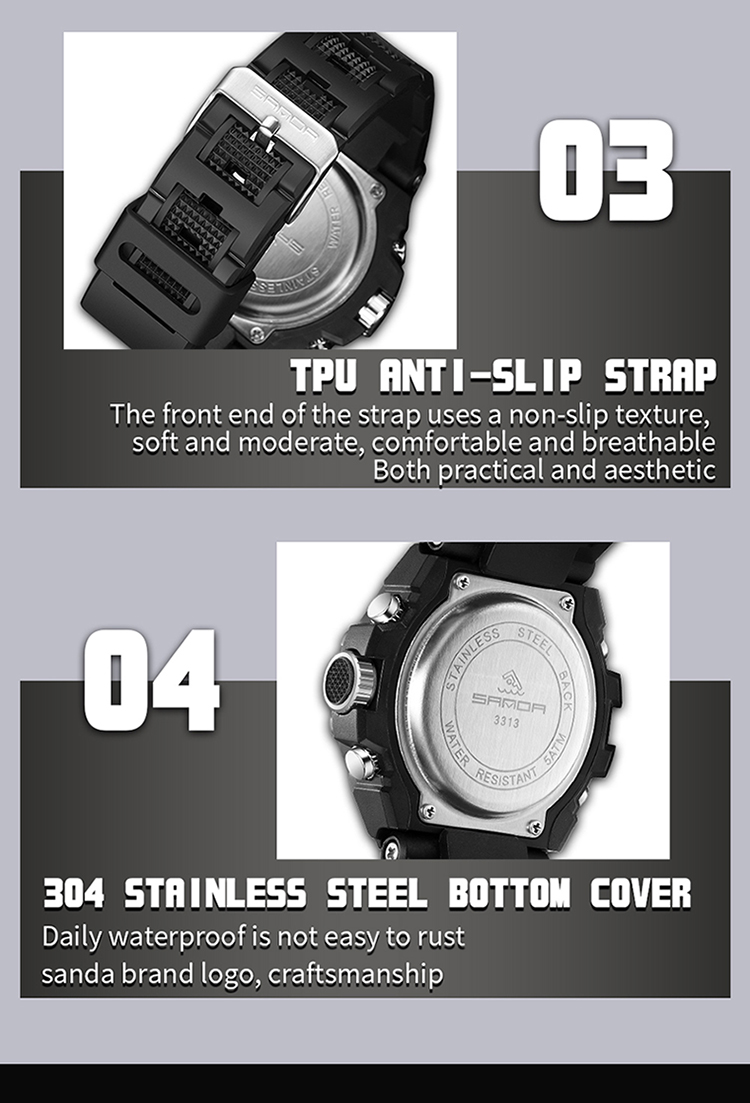 Wholesale New Design Sanda 3313 Electronic Quartz Movement Sports Watch ...