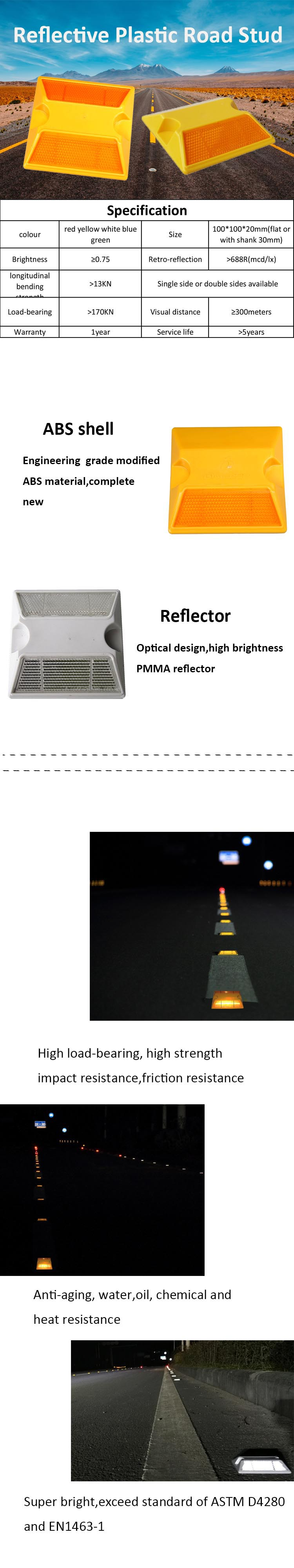 Square Durable Abs Plastic Roadside Reflector Cat Eye Reflective Road ...