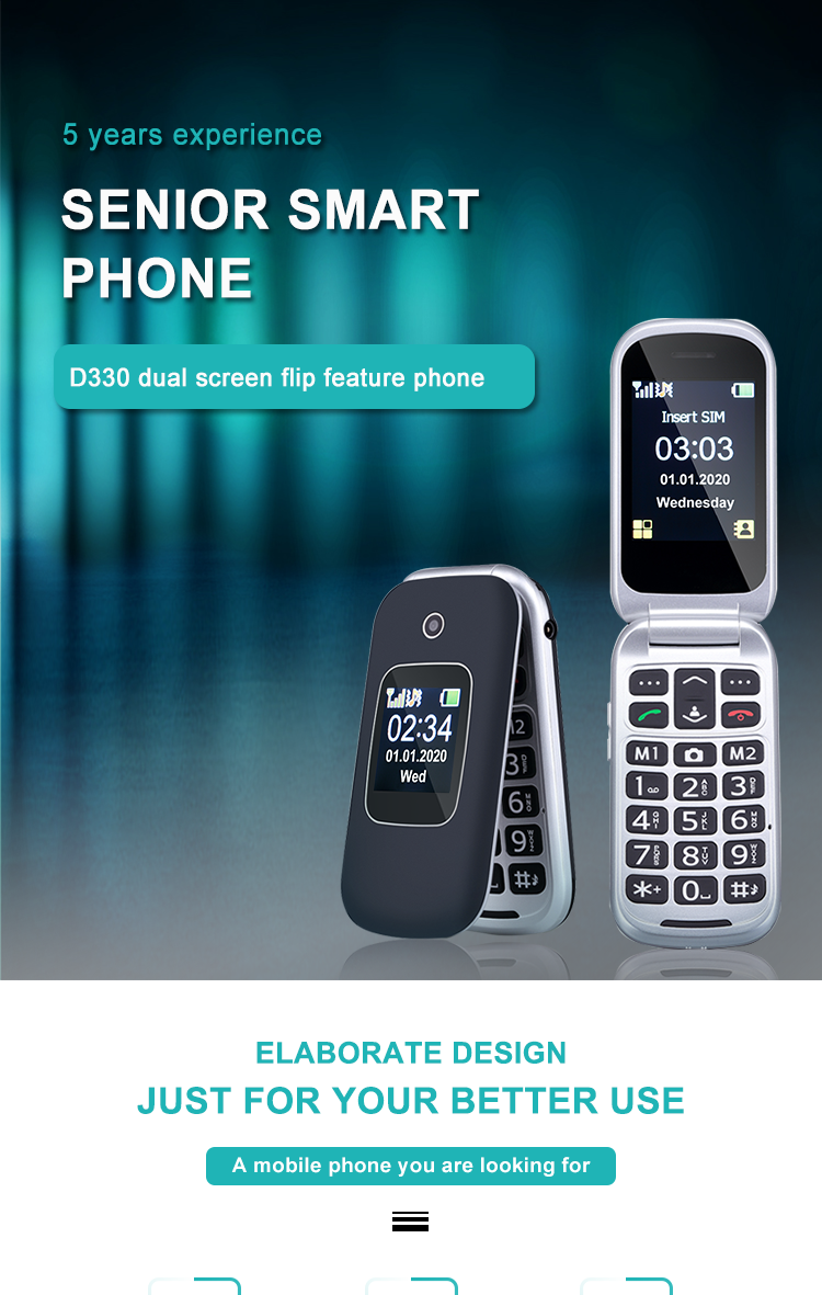 Buy China Wholesale D330-2g Senior Clamshell Flip Phone With Sos Button ...