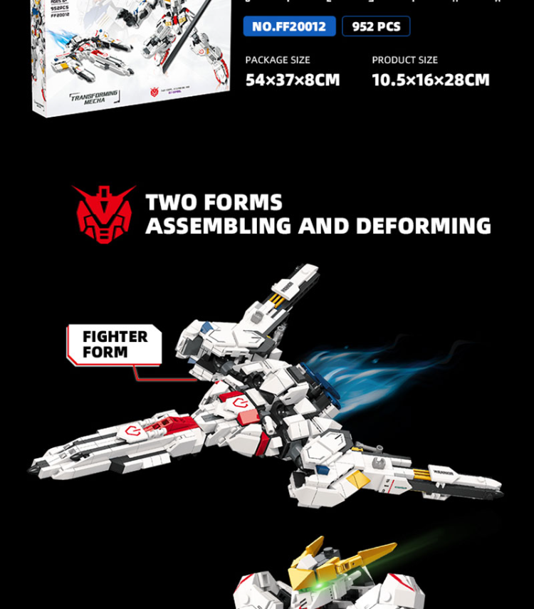 Jiestar 952 Pcs 2 In 1 Mecha To Airplane Deformed Genshon Robot ...