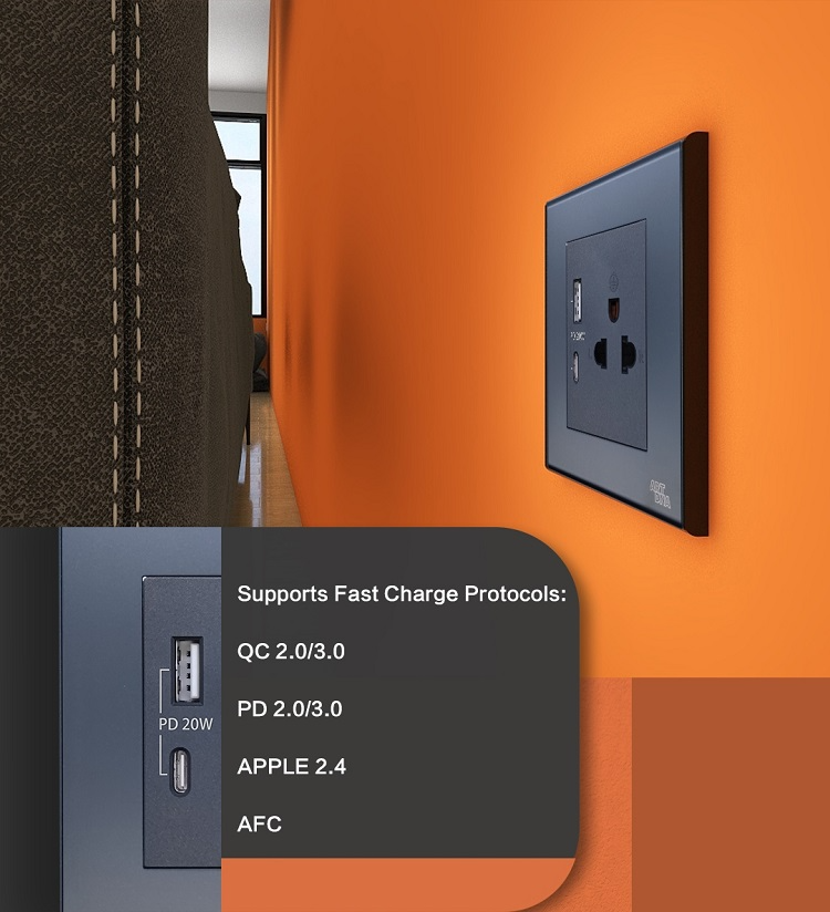 Buy Wholesale China Artdna Wall Socket With Type C And Type A Interface ...