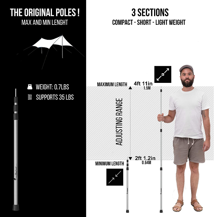 Buy Wholesale China 2.3m Aluminum Tarp Poles Heavy Duty And Adjustable ...