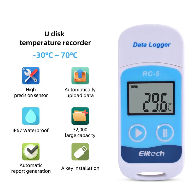 High Accuracy Usb Temperature Recorder For Freezer Cold Room Digital ...
