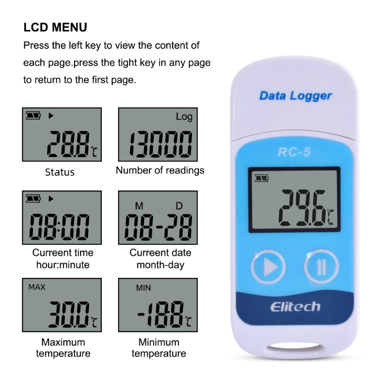 High Accuracy Usb Temperature Recorder For Freezer Cold Room Digital ...