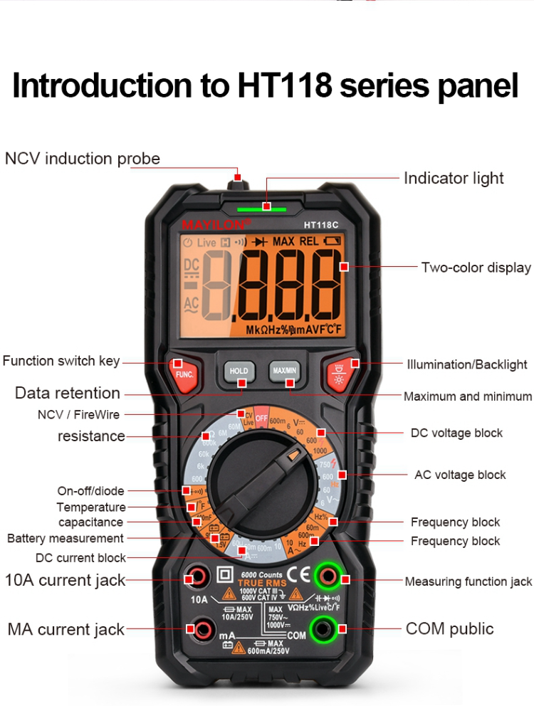 Buy Wholesale China Digital Multimeter Ht118d Basical Type Ac Dc ...
