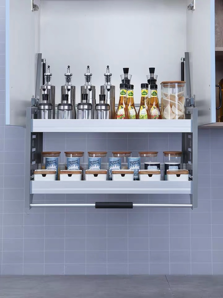 Pull Down Up Hardware Storage Chromed Wire Basket Shelf System ...