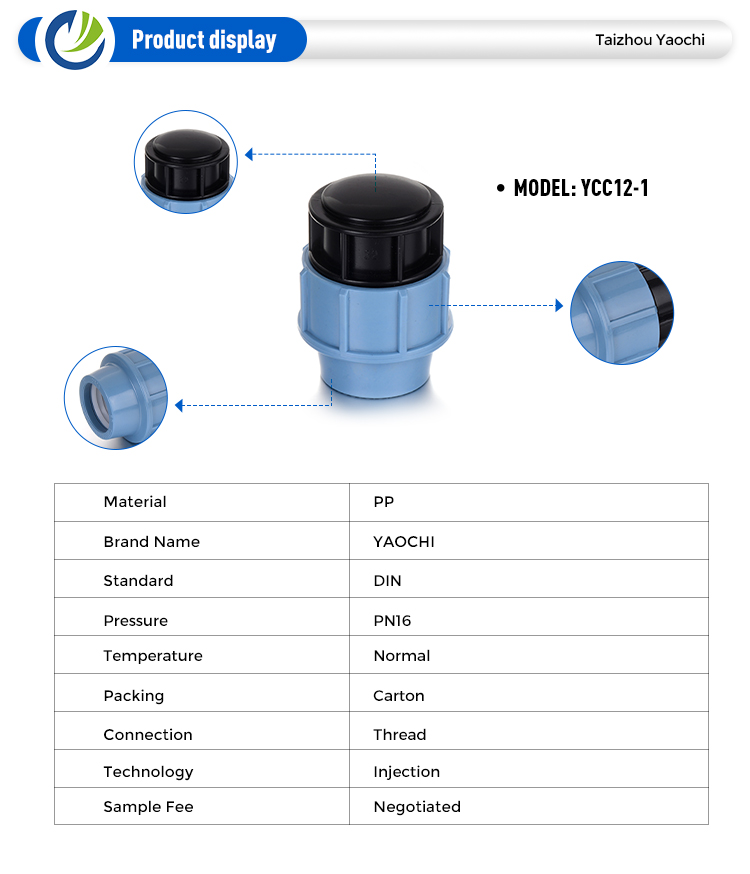 Commercial Din Standard Pn16 Pipe Pp Compression Fitting End Cap, Compression Fitting End Cap ...