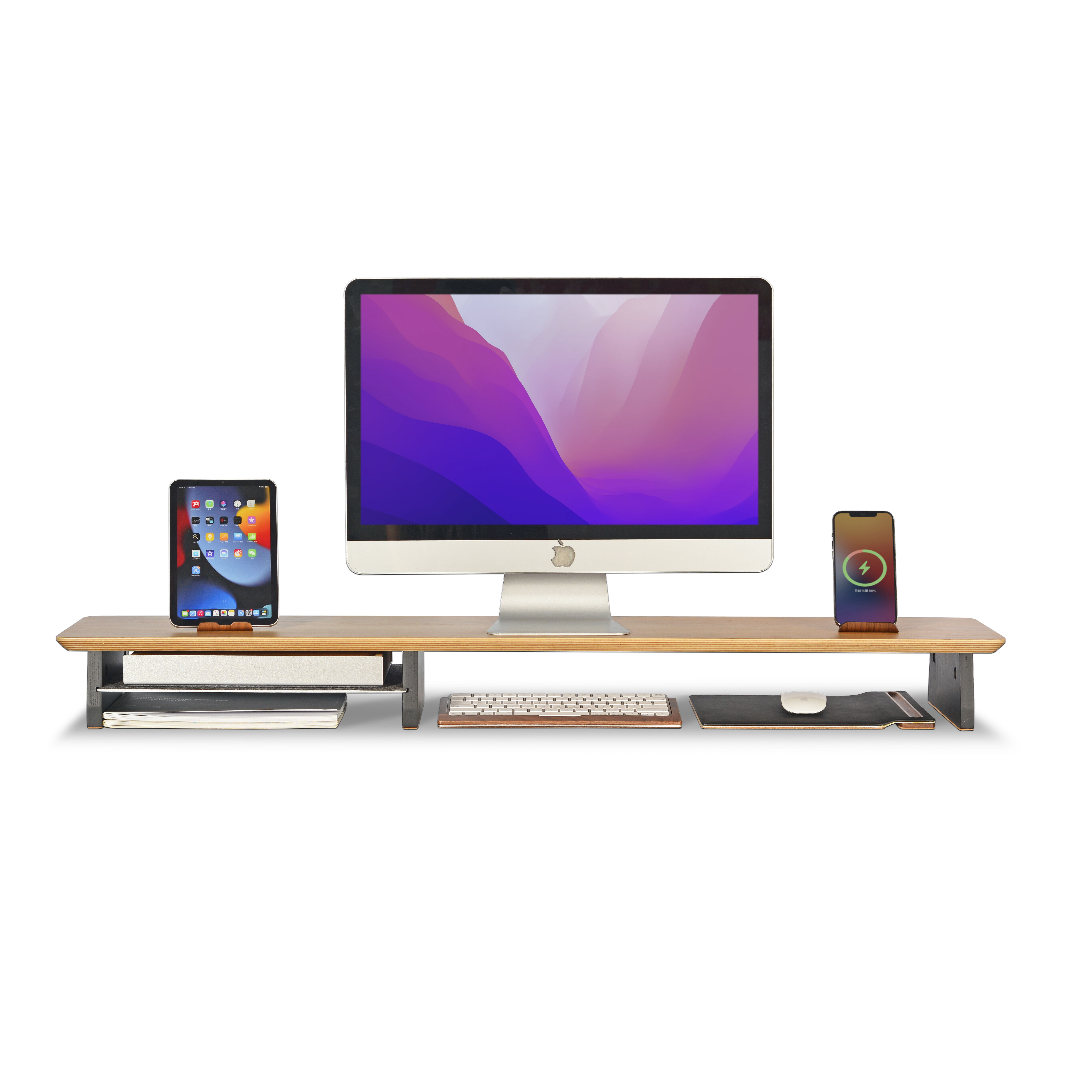 Samdi Wood Computer Tv Desk Shelf Monitor Stand Tablet Stand With ...
