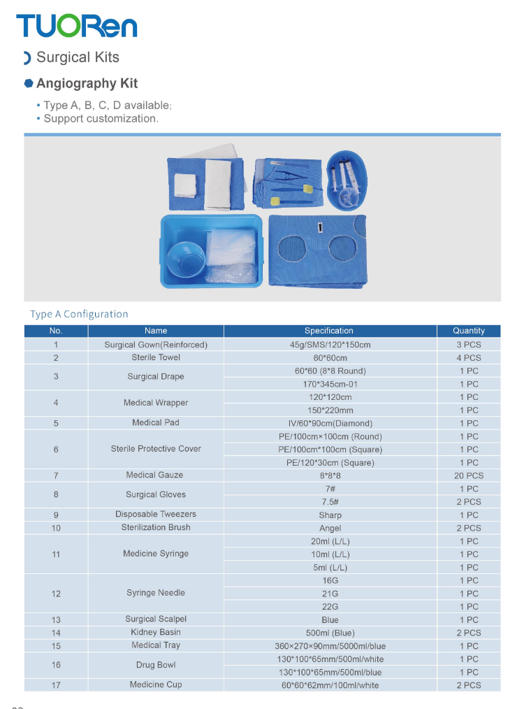 Medical Consumable Angiography Drape Pack Sterile Medical Angio Kit ...