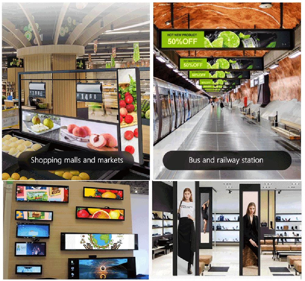 43 Inch Advertising Stretch Bar Tft Lcd Monitor Wide Supermarket Ultra ...